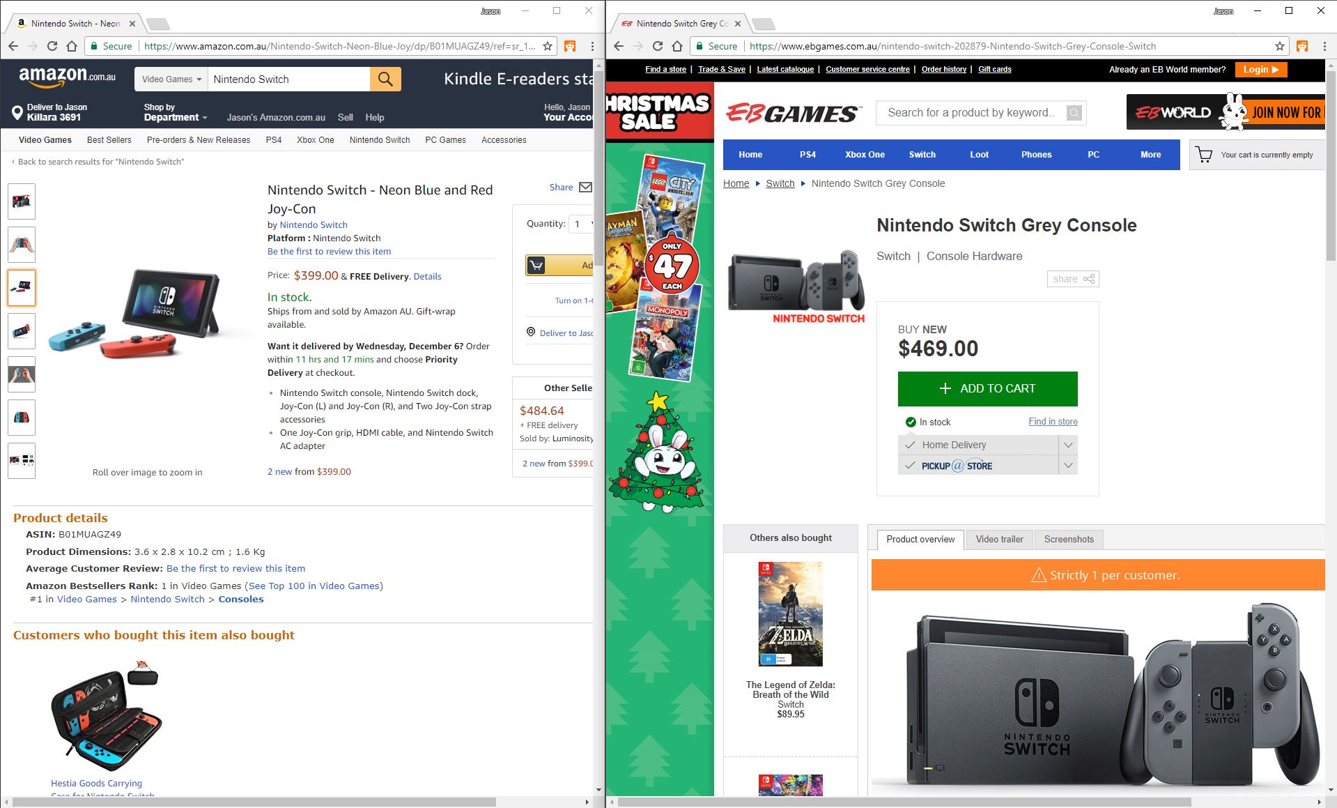 Price wars: Amazon selling Nintendo Switch for $399 and free shipping ...